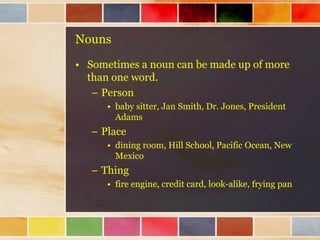 Identifying nouns 2014 | PPTX