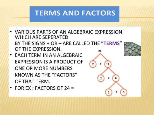 Identifying parts of algebraic expressions | PPT