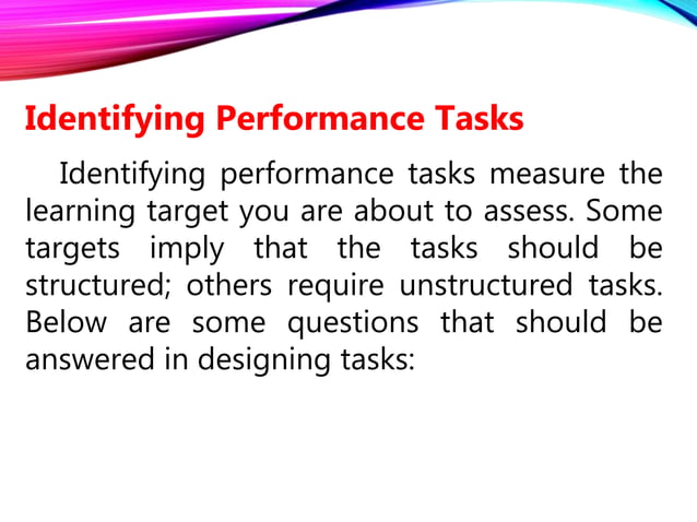Identifying performance tasks | PPTX