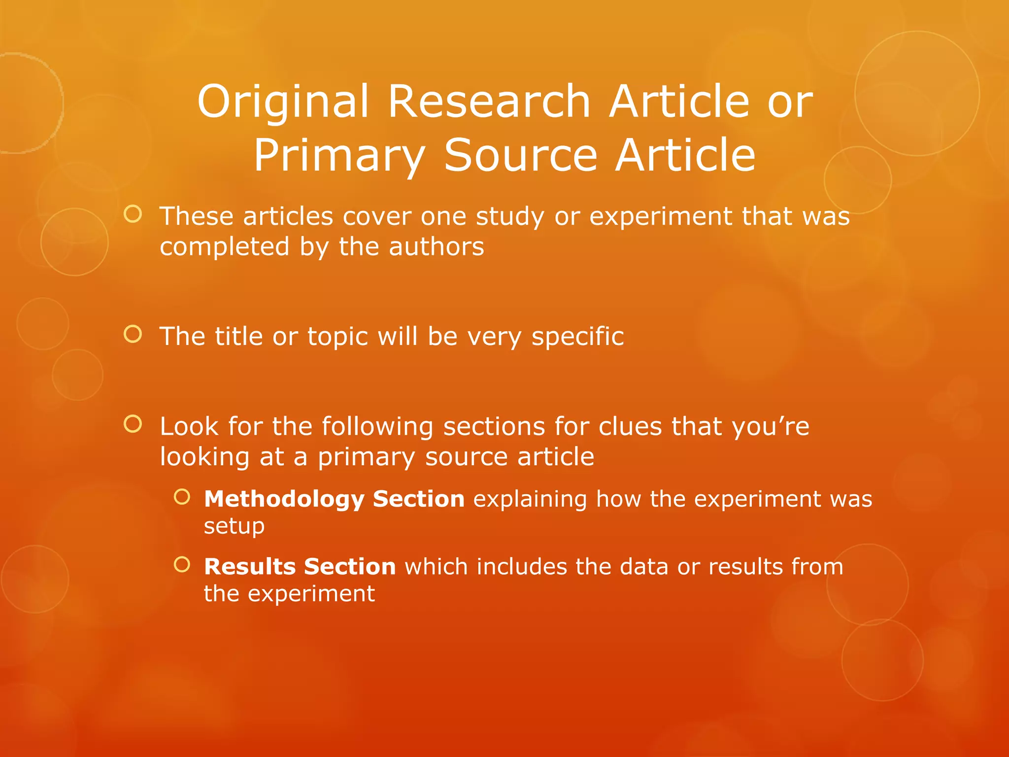 Identifying primary and secondary sources in the sciences | PPT