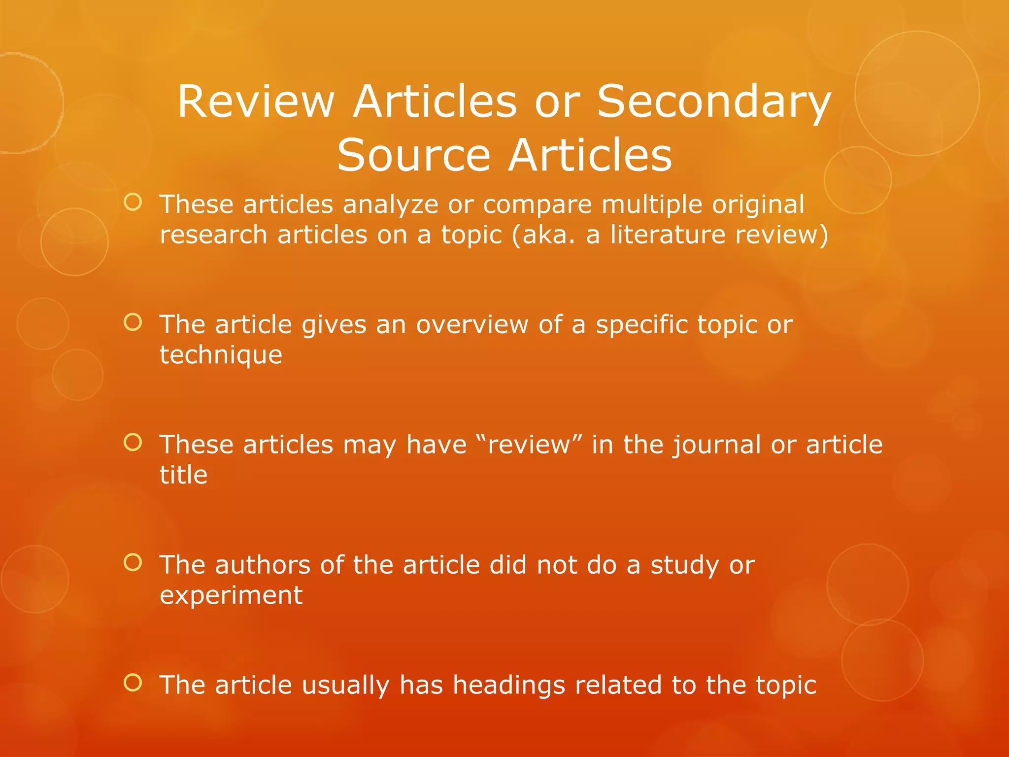 Identifying primary and secondary sources in the sciences | PPT