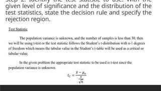 Identifying Rejection Region and Hypothesis Testing on the.pptx