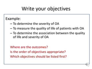 writing your research objectives | PPTX