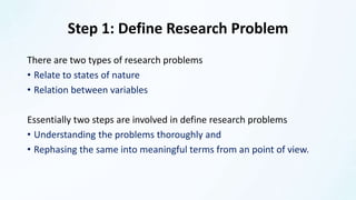 Identifying Research Problems, Hypothesis and Its Testing, Types of ...