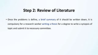 Identifying Research Problems, Hypothesis and Its Testing, Types of ...