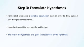 Identifying Research Problems, Hypothesis and Its Testing, Types of ...
