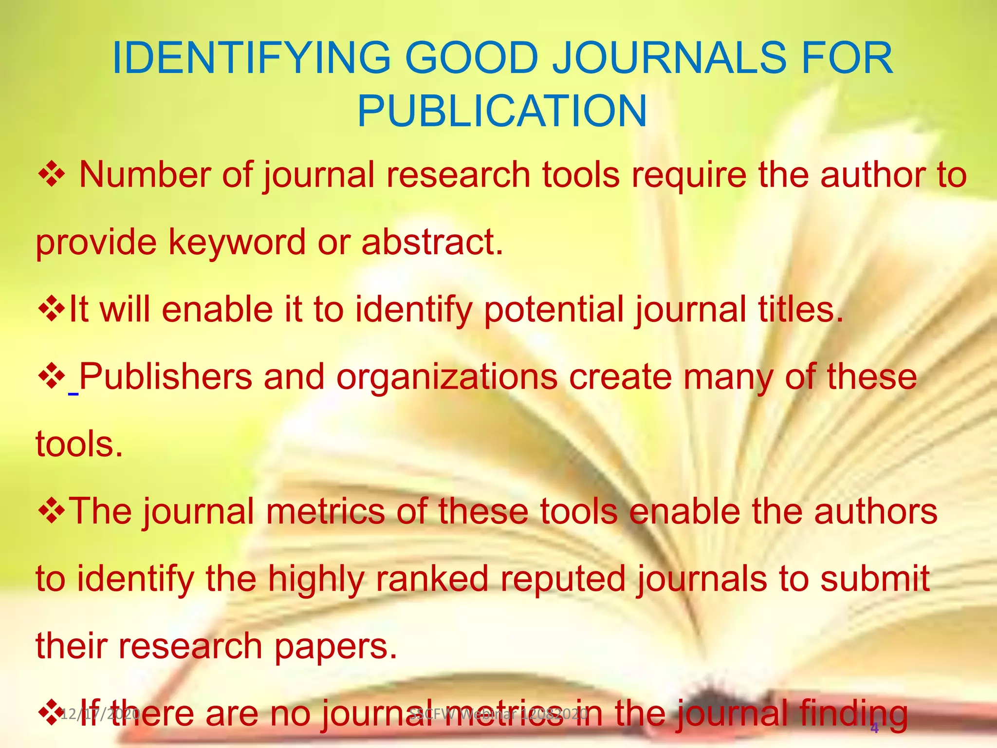 Identifying research tools for quality publications | PPT