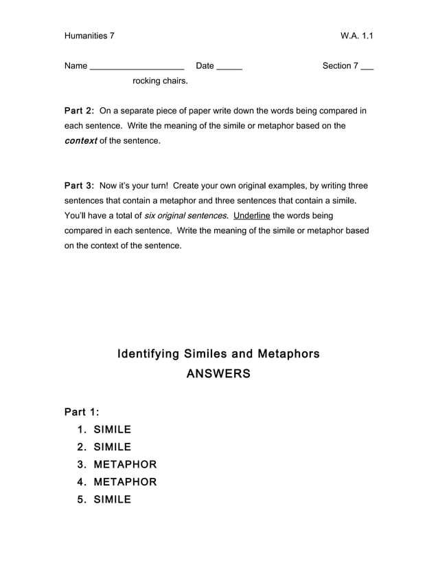 Identifying Similes And Metaphors Pdf