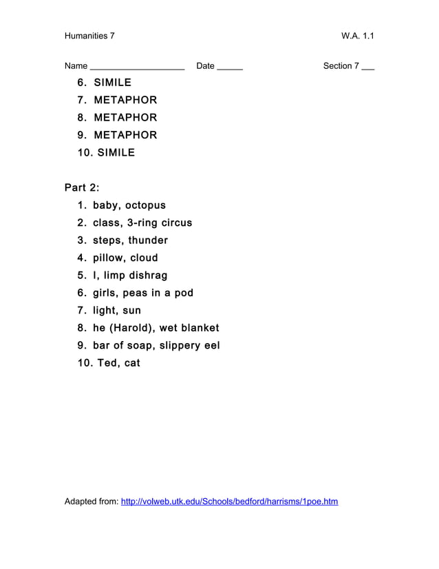 Identifying similes and metaphors | PDF