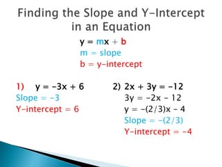 Identifying slope and y intercept | PPTX