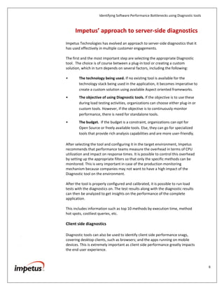 Identifying Software Performance Bottlenecks Using Diagnostic Tools- Impetus White Paper | PDF