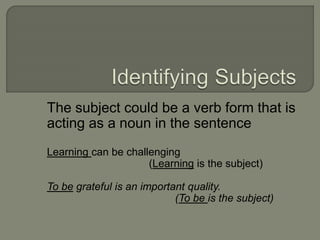 Identifying subjects | PPT