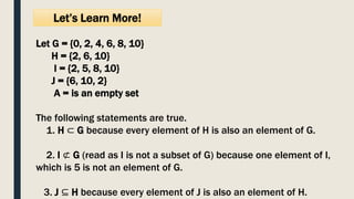 Identifying subsets of a set | PPTX