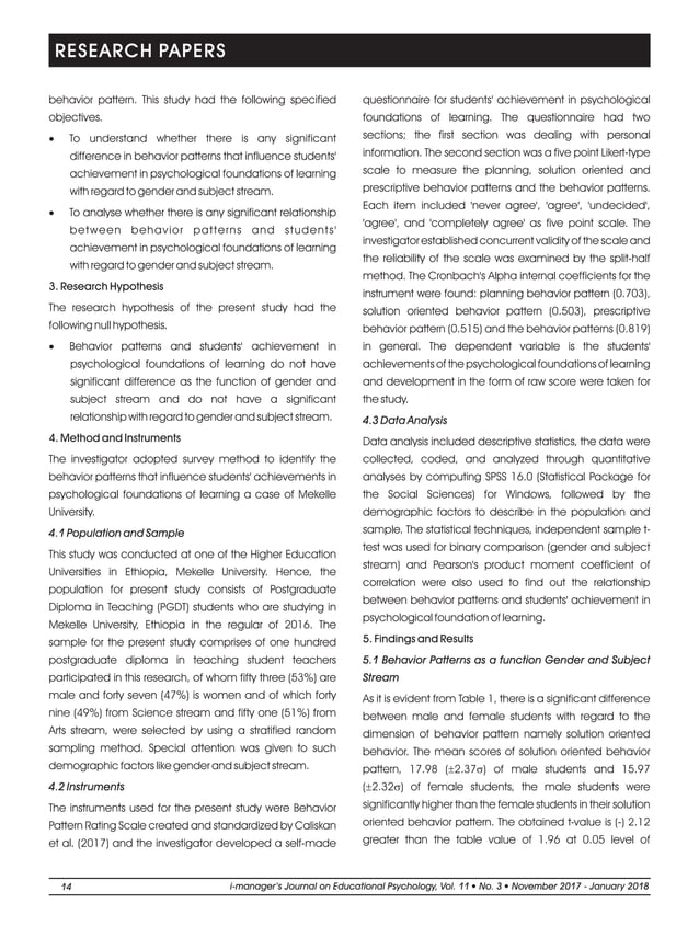 IDENTIFYING THE BEHAVIOR PATTERNS THAT INFLUENCE ON STUDENTS ...