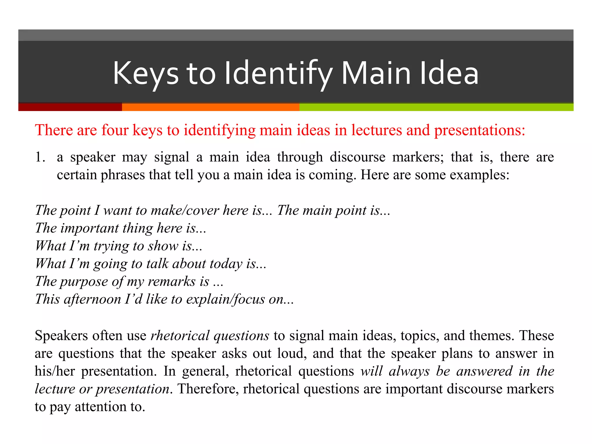 Identifying the main idea | PPTX