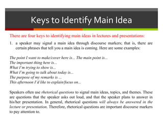 Identifying the main idea | PPTX