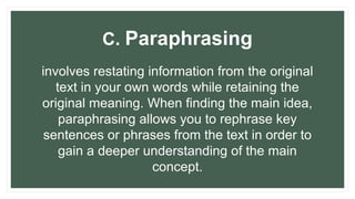 IDENTIFYING THE MAIN IDEA.ENGLISH7POWERPOINTPRESENTATION | PPTX