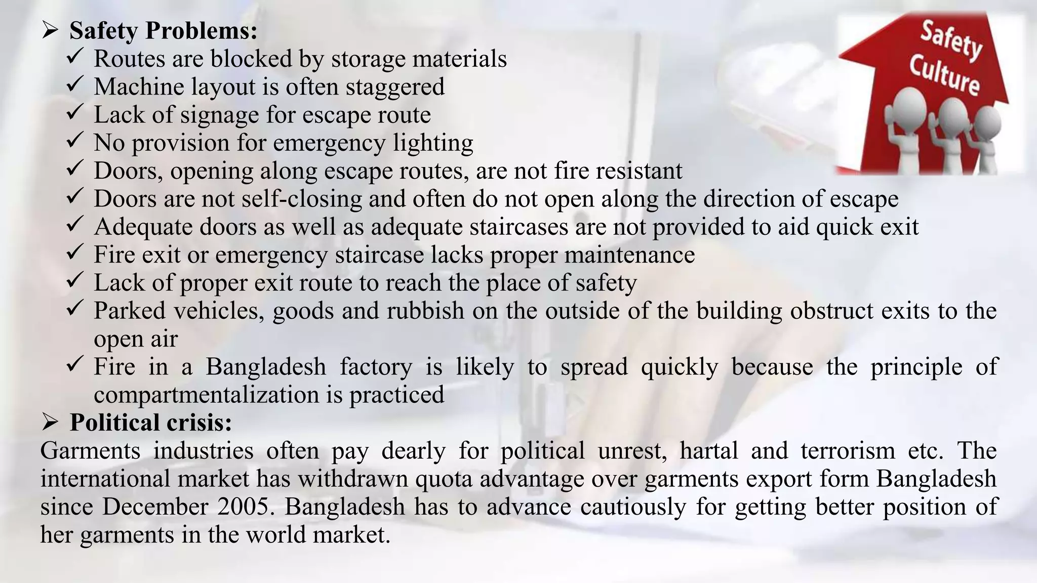 Identifying the reasons of hazards and safety measures in readymade ...