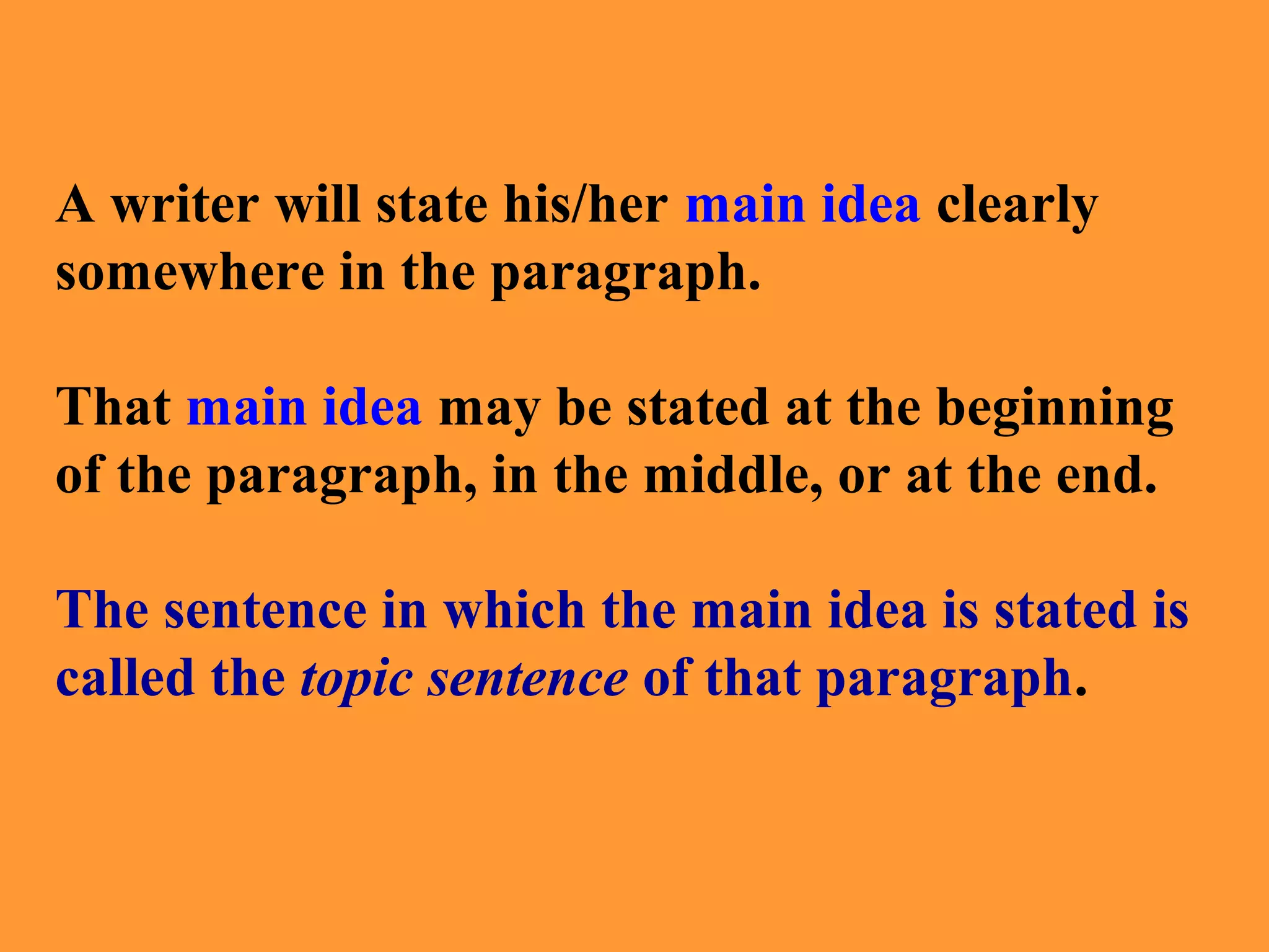 Identifying Topics, Main Ideas, and Supporting Details | PPT