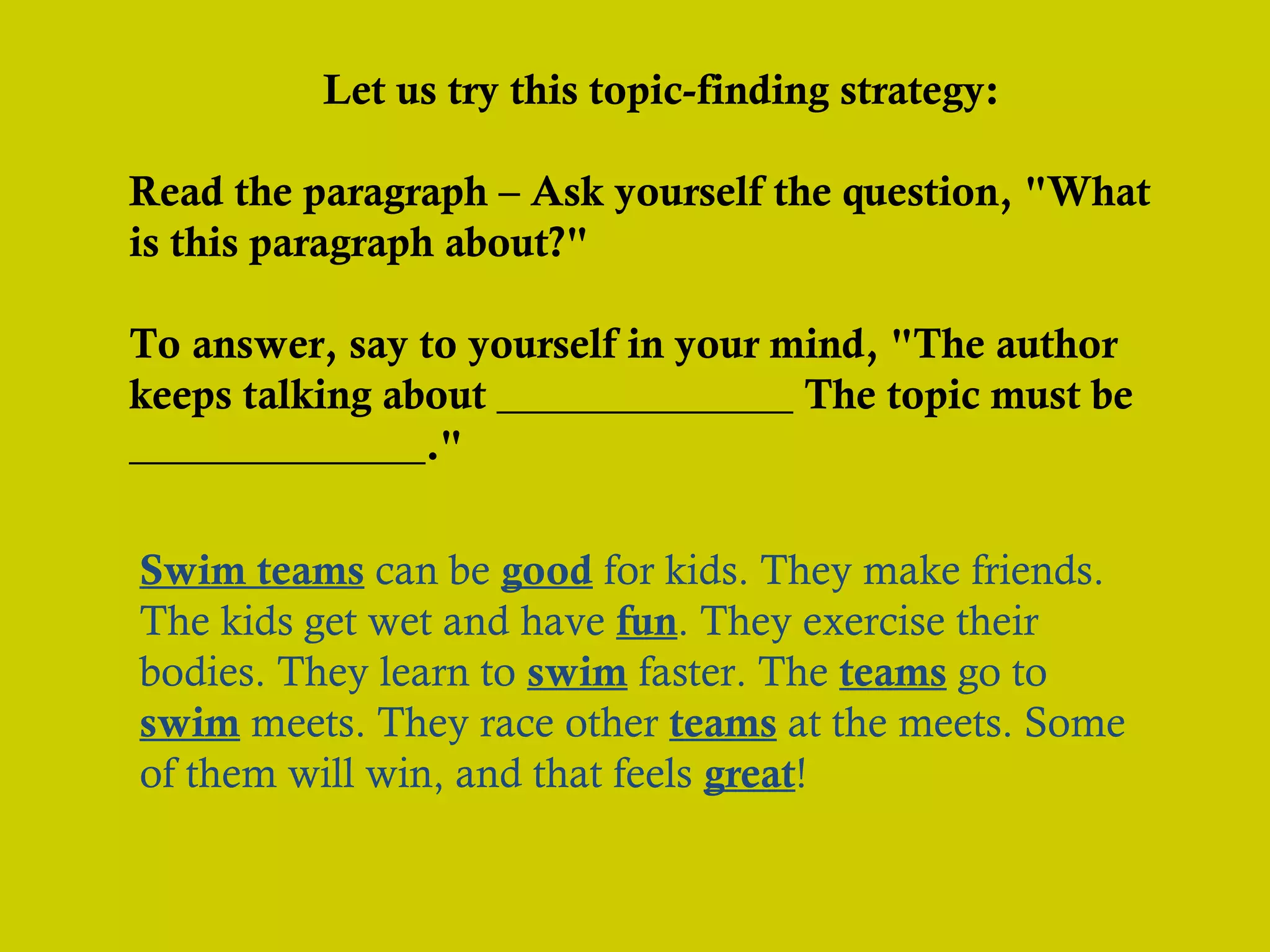 Identifying Topics, Main Ideas, and Supporting Details | PPT