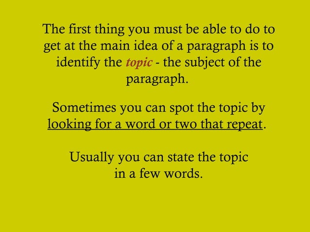 Identifying Topics, Main Ideas, and Supporting Details | PPT