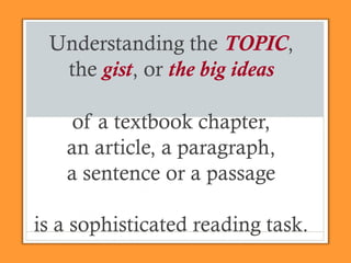 Identifying Topics, Main Ideas, and Supporting Details | PPT