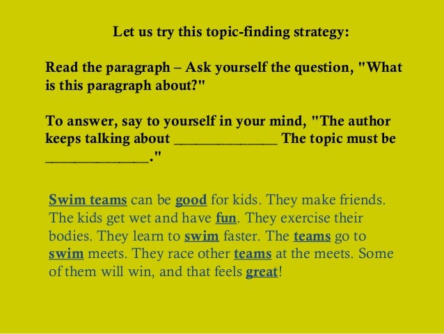 Identifying Topics, Main Ideas, and Supporting Details Identifying Topics, Main Ideas, and Supporting Details
