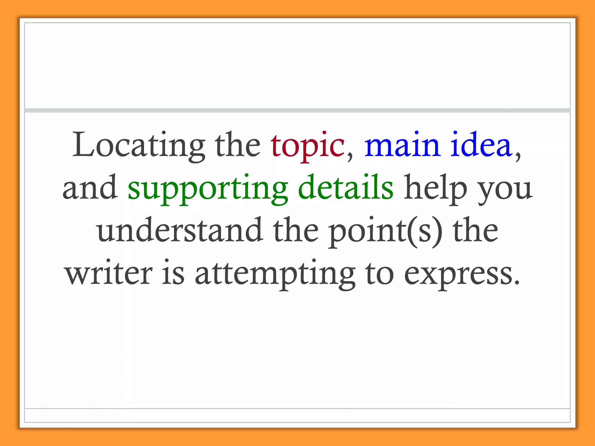Main Idea Slide Show | PPT