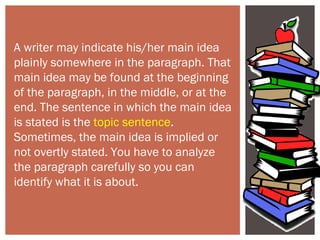 Identifying topics, main ideas, and supporting details | PPT