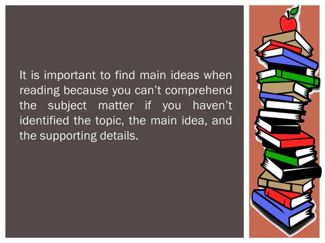 Identifying topics, main ideas, and supporting details | PPT