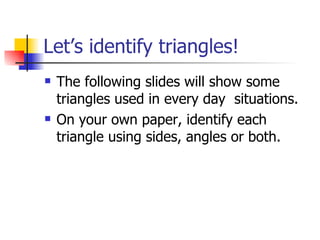 Identifying triangles | PPT