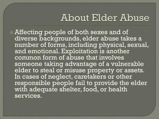 Identifying Types of Elder Abuse | PPT