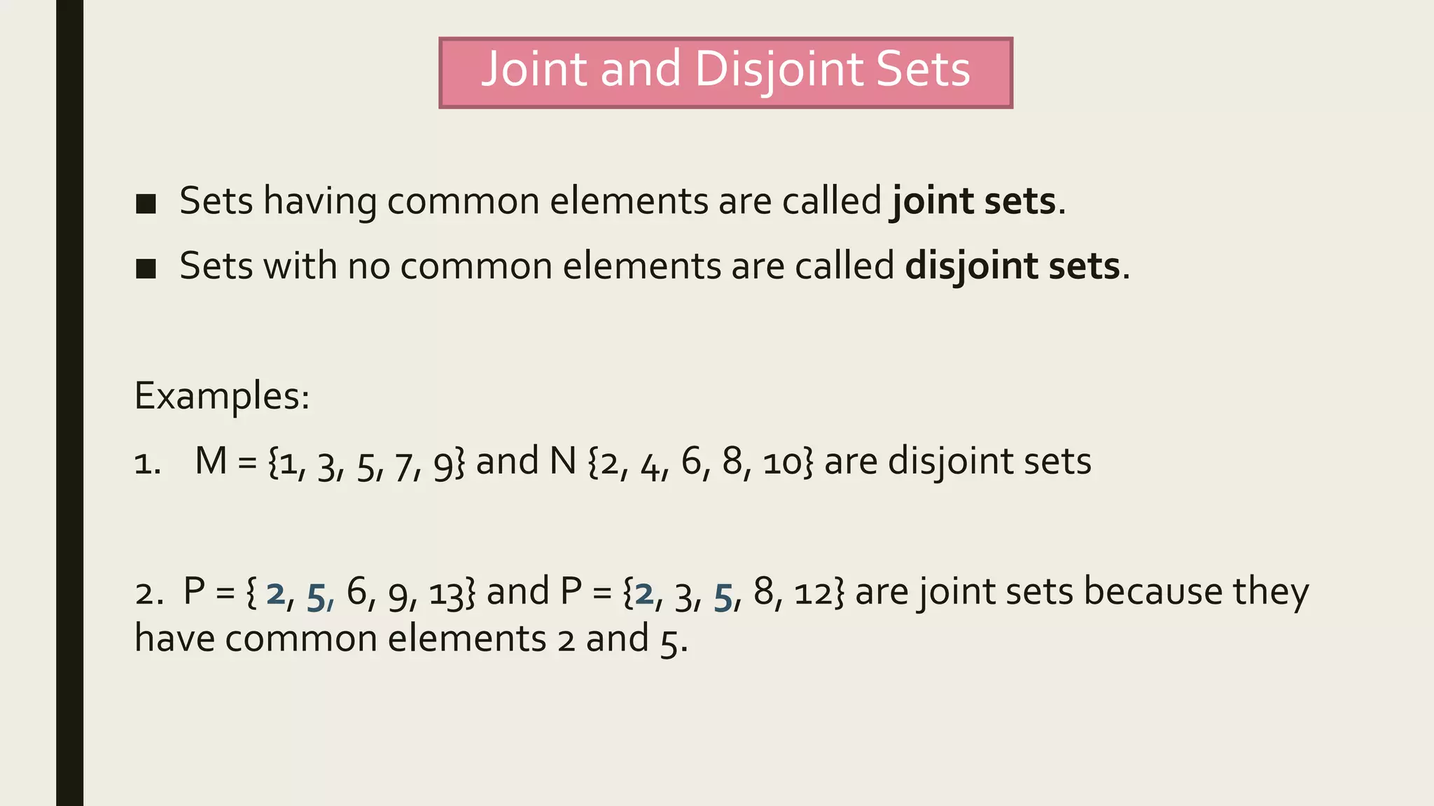Identifying universal, equal and equivalent sets, | PPTX