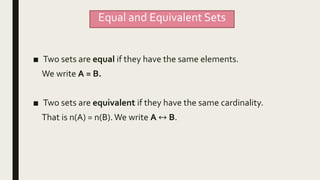 Identifying universal, equal and equivalent sets, | PPTX