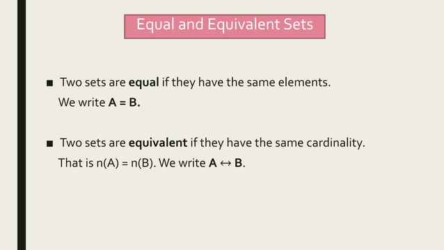 Identifying Universal, Equal And Equivalent Sets,