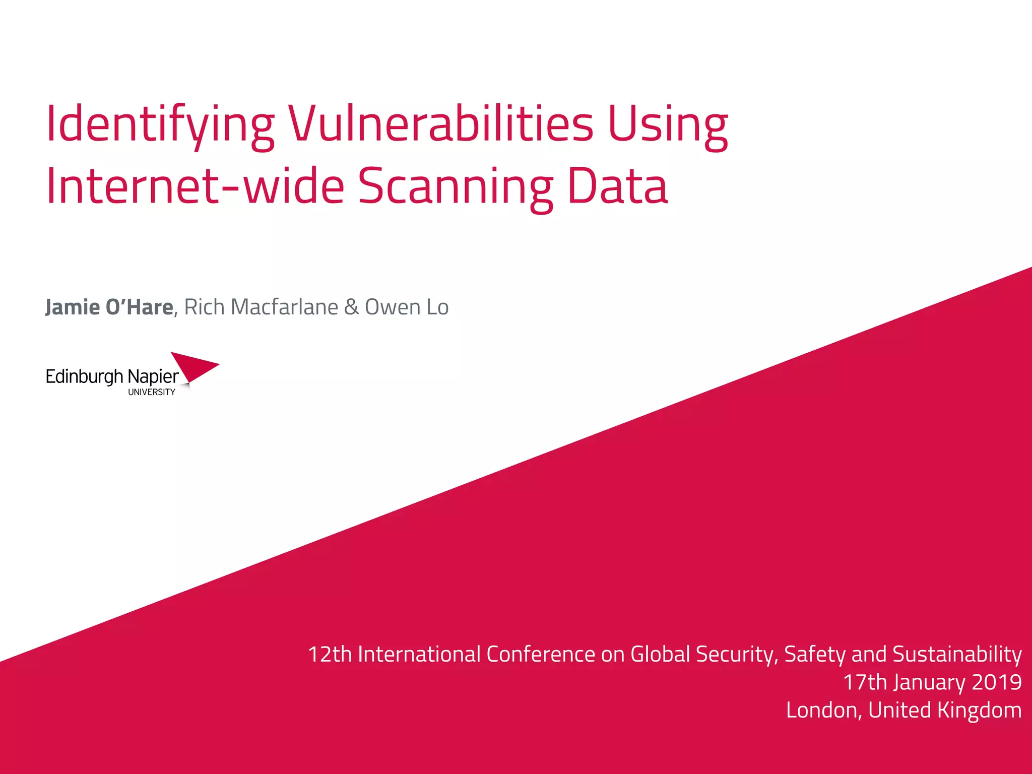 Identifying Vulnerabilities Using Internet Wide Scanning Data Pdf