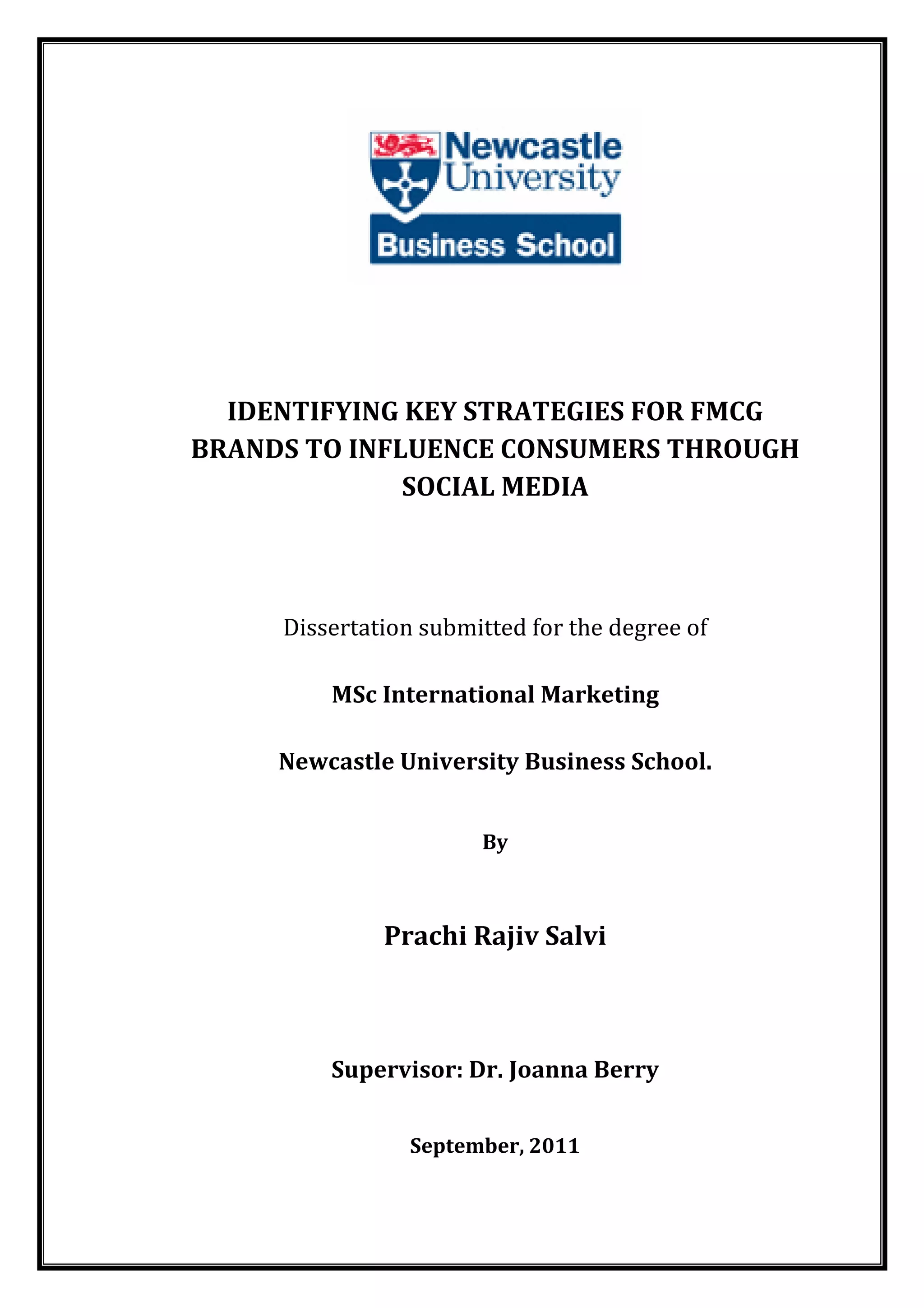 Identifying Key Social Media Strategies for FMCG Brands to Influence ...