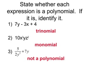Identify Polynomials ch14 | PPT