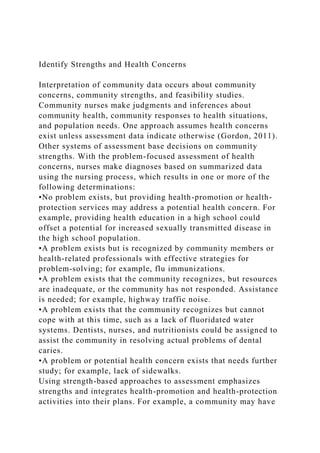 Identify Strengths and Health ConcernsInterpretation of commun.docx