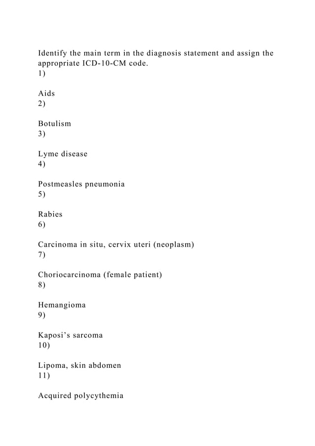 Identify the main term in the diagnosis statement and assign the app.docx