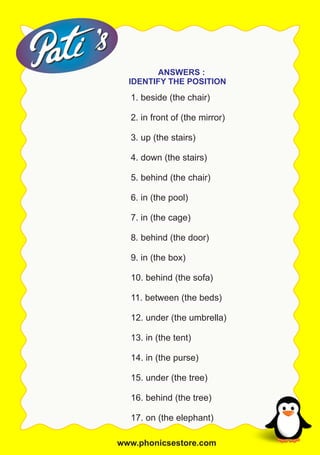 Identify the position : Prepare for Marrs Preschool bee compeition | PDF