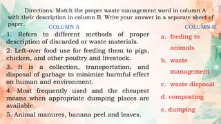 Identify the proper waste management at home, in school and in the ...