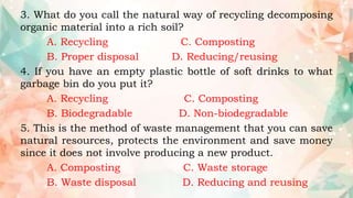 Identify the proper waste management at home, in school and in the ...