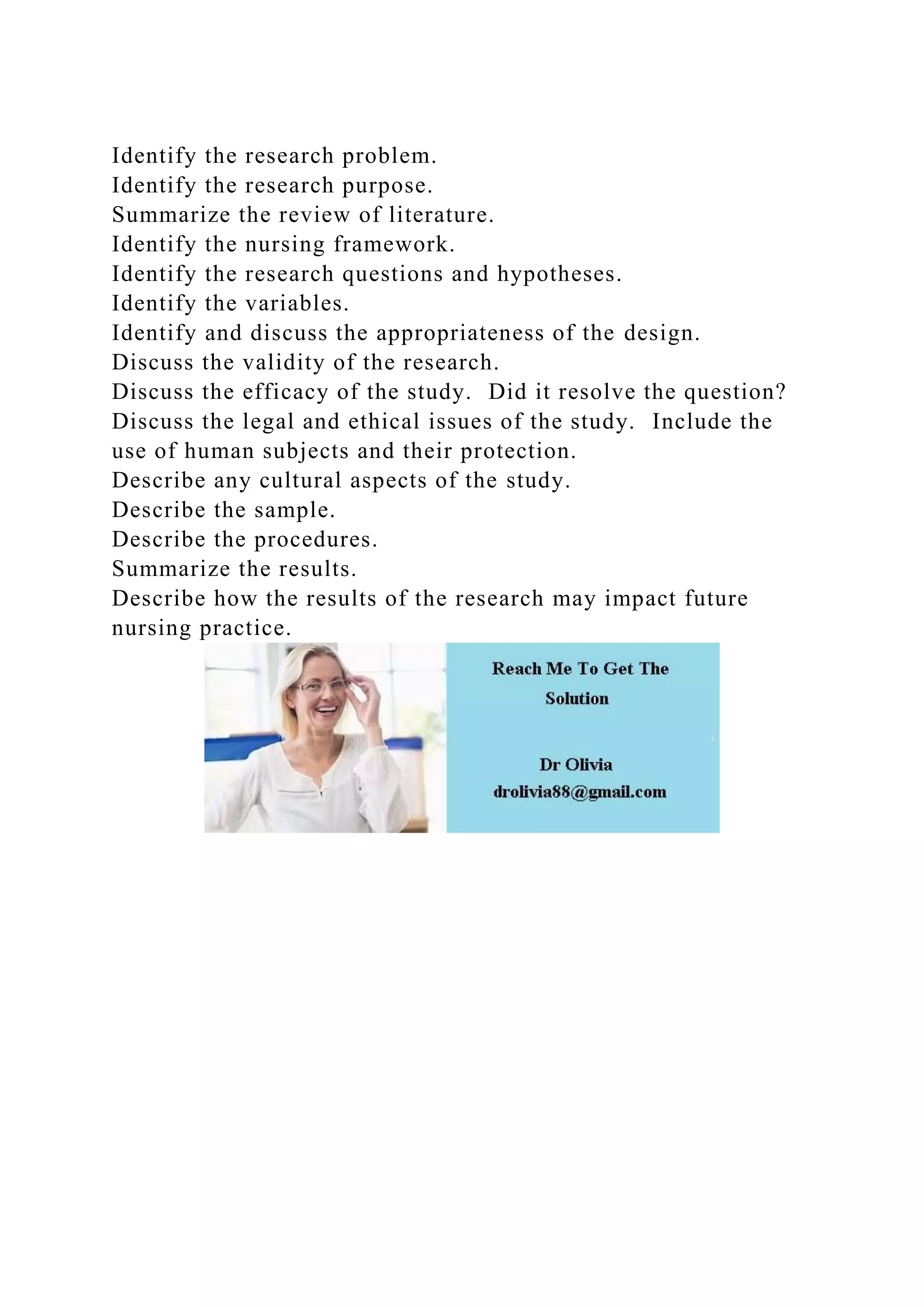 Identify the research problem.Identify the research purpose.Summ.docx