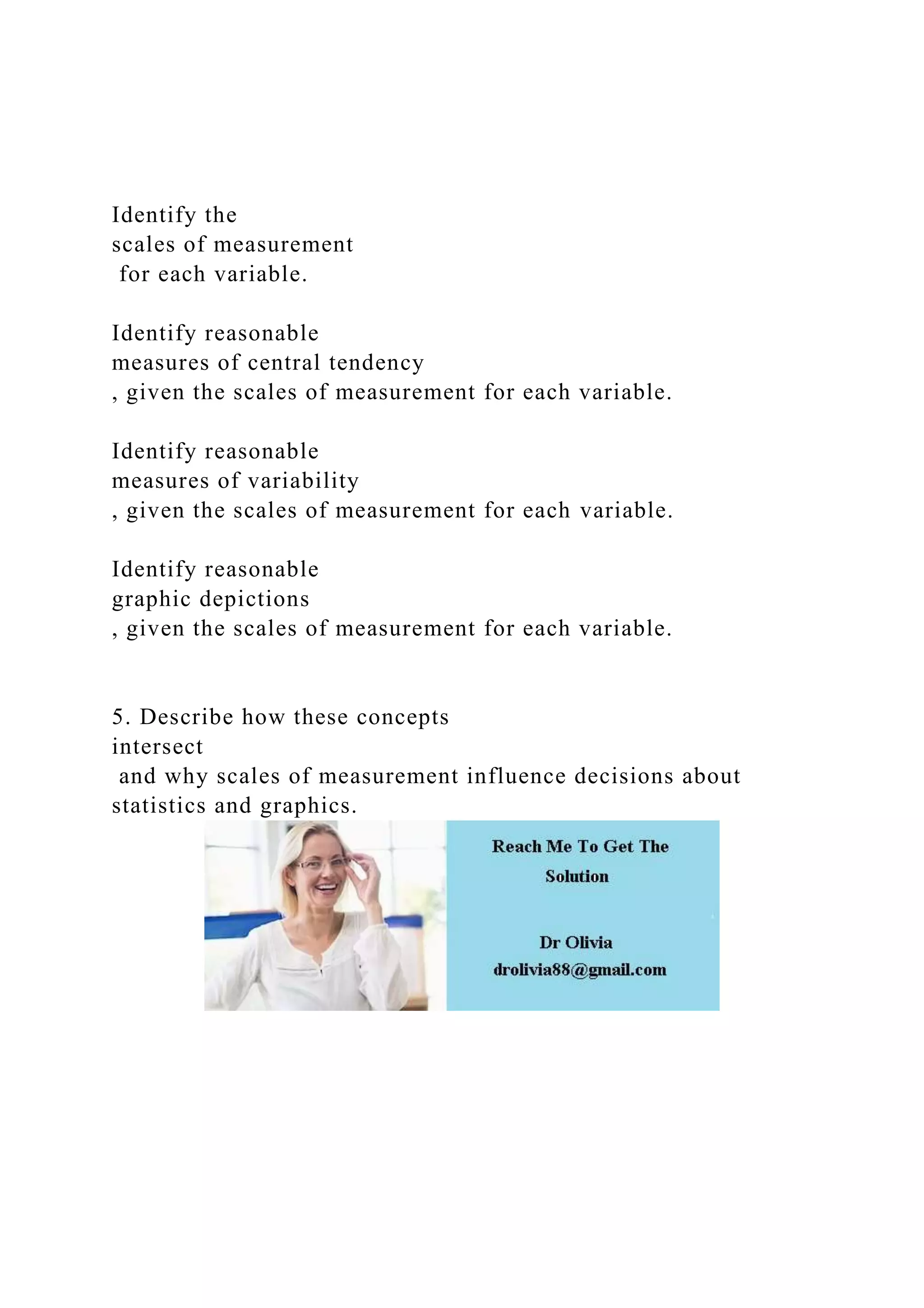 Identify the scales of measurement for each variable.Ide.docx
