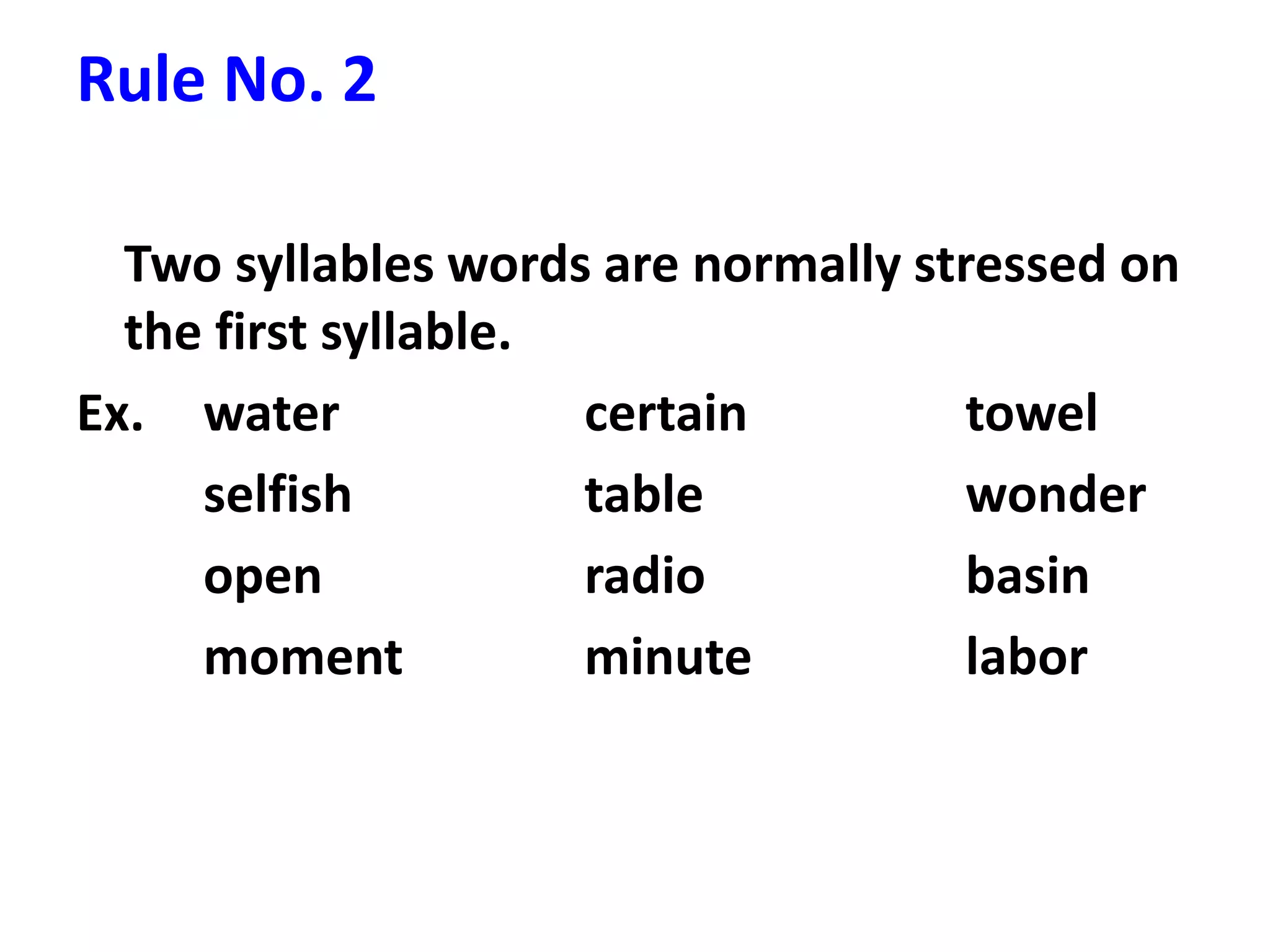 Identify the stressed and unstressed syllables | PPTX