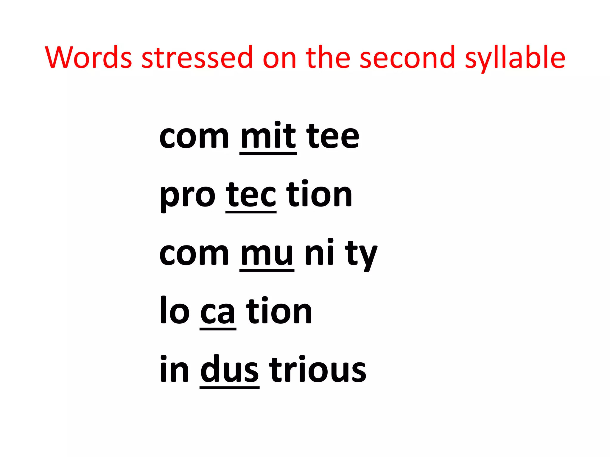 Identify the stressed and unstressed syllables | PPTX