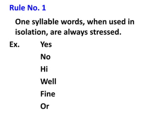 Identify the stressed and unstressed syllables | PPTX