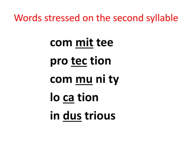 Identify the stressed and unstressed syllables
