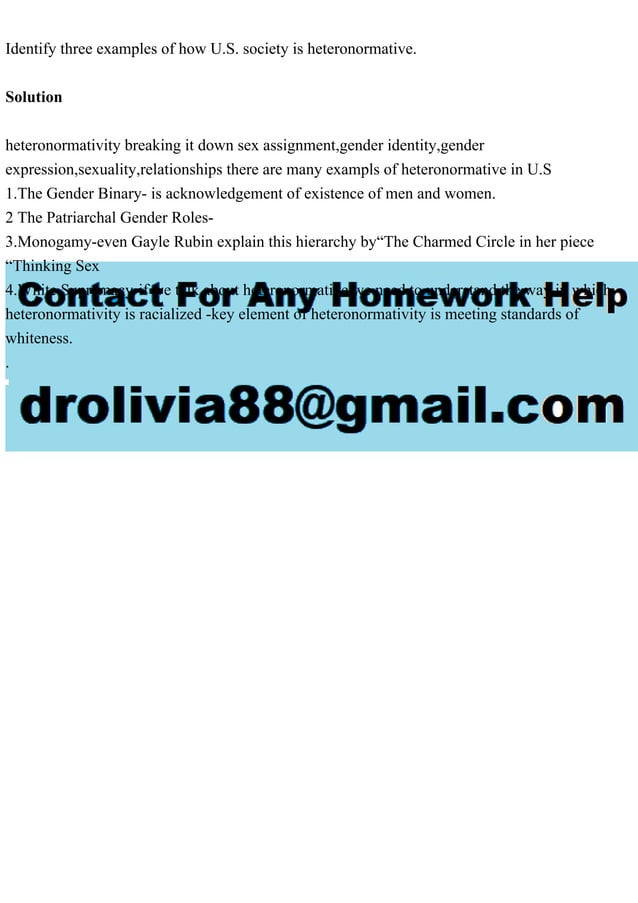 Identify three examples of how U.S. society is heteronormative.S.pdf